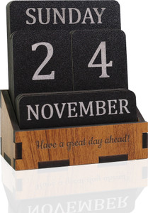 GENIYO Wooden Calendar with Cube Design for Home Decor, Office Desk and ...