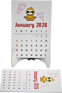 NGARTREE 2026 Desk Calendar with Stand, Sloth Design, Monthly Planner ...
