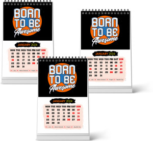 ESCAPER Born to be Awesome Flip Desktop Calendar 2024 (Pack of 3 Units ...