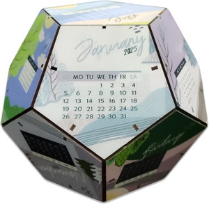 Fiddlys DIY Wooden Pentagonal Shape 2025 Calendar for Desk/Home Decor ...