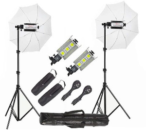 VTS Porta 3 LED (2X150w) Light Kit-2 (Light Stand & Umbrella) Low Power ...