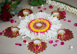 AVIKALP INDIA Rangoli Brass 6 - Cup Tealight Holder Set Price in India ...