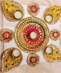 Earth Hopper TEALIGHT CANDLE HOLDER RANGOLI SET Jute Tealight Holder ...