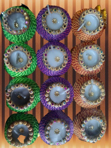 TOOLWIN MORE ATTRACTIVE HANDMADE DECORATIVE MATKI DIYA12 PCS Candle ...