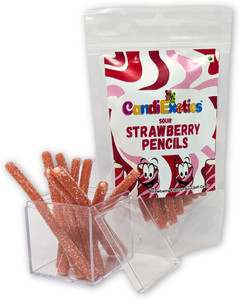 CANDIEXOTICS Vegan Sour Strawberry Filled Pencils Liquorice Gummy ...