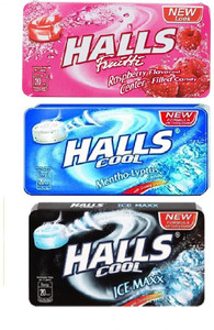 HALLS Variety Pack - 1 Mentho Lyptus ,1 Raspberry , 1 Ice Max Candy ...