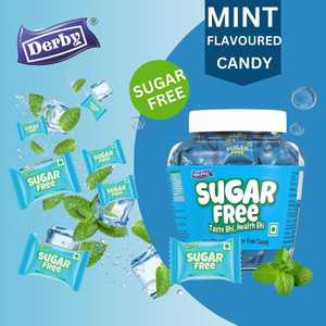 Derby Mint Flavoured Sugar-Free Hard Candies | 100 Candies / 280gm Mint ...