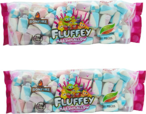 SATASTE Pack of 2 (100 Pcs Per Pack) Fluffey Marshmallow Fruit Flavours ...