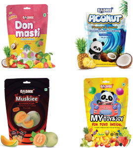 DOBIEE Fruit Flavour Candies Combo Pack of 4 (My Toy&Joy, Muskiee, Don ...