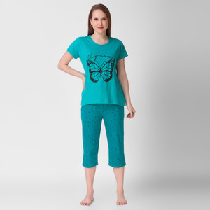 WEARSPOT capri set top and buttom Women Light Blue Capri - Buy WEARSPOT ...