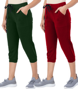 Thirteen Eleven Women Dark Green, Maroon Capri - Buy Thirteen Eleven ...