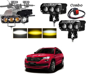 PRTEK 3-LED Dual Color Fog Lights, Yellow & White Projector, Universal ...