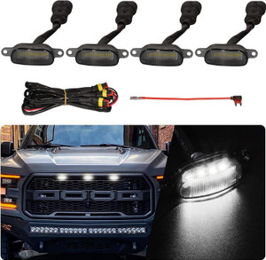 LOVMOTO 4PC LED Grille Lights White & SMOKED Grill Led with Fuse ...