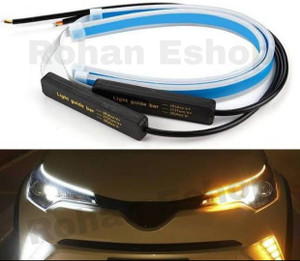 RohanEshop Universal Car Drl with Adapter White DRL with Yellow Running ...