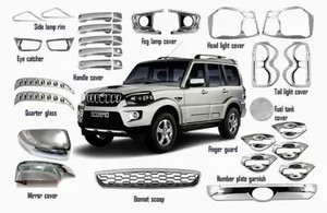 CARJUNCTION SCORPIO 17 CHROME KIT Chrome MAHINDRA Scorpio Front Garnish ...