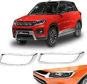 Lamkoti Car silver Plated chrome Headlight cover for Vitara Brezza 2020 ...