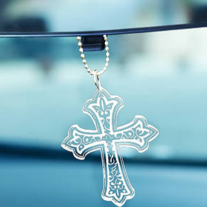 EliteAuto christian Clear Engraved Holy Cross Car RearView Mirror ...