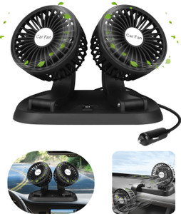 VEETASA 360° Adjustable Dual Head Cooling Air Car Fan Dashboard Cooler ...
