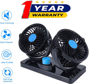 AUTO PEARL 12V DC Electric Car Fan for 360 Degree Rotatable Dual Head ...