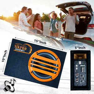 NIKPRO Car Under Seat Active Subwoofer Bass Tube for Cars 8 Inch Built ...