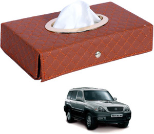 MOCKHE Cross-Tan Tissue Box Leatherette-333 Vehicle Tissue Dispenser ...
