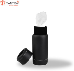 TANTRA Car Tissue Paper Holder, Cylinder Tissue Box, PU Leather Round ...
