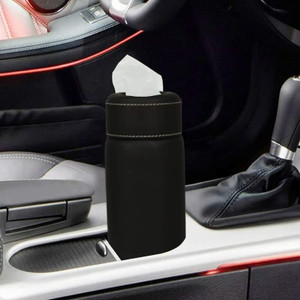 AutoRight Cylinder Tissue Box PU Leather Round Tissue Container for Car ...