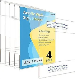 Ashani Creations Plastic Paper Sign Holder with 3M Tape, Menu ...