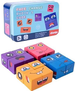 LittleLovik Face Changing Magic Cube, Face Matching Toy, 16 Wooden ...