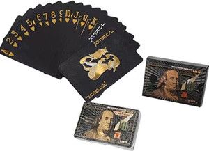 Bastex ™ Dollar Playing Cards Waterproof Black,54 Card-Gold Foil pack 1 ...