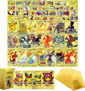 EasyToBuy Waterproof 55pcs Pokemon Gold Foil Cards Vmax V GX EX DX ...