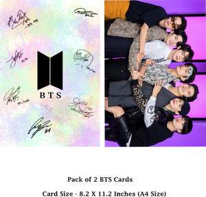 Stylotrendz Pack of 2 A4 Size BTS Signature Card and BTS Army BTS ...