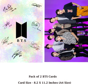Stylotrendz Pack of 2 A4 Size BTS Signature Card and BTS Army BTS ...