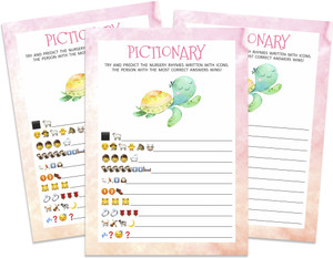 Inkdotpot Pack Of 50 Pictionary Baby Shower Games Cards Mermaid Theme ...
