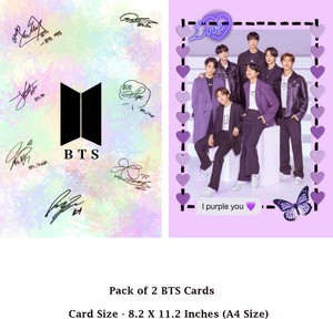 Stylotrendz Pack of 2 A4 Size BTS Signature Card and BTS Army BTS ...