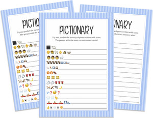 Inkdotpot 50 Pcs Boy Pictionary Baby Shower Games Cards Little Man ...