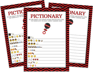 Inkdotpot Pack Of 50 Pictionary Baby Shower Games Cards Ladybug Theme ...