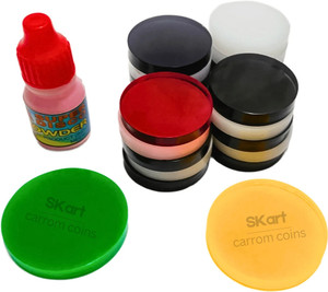 skart Acrylic Carrom Board Coins – 5MM Set with 2 Strikers & Carrom ...