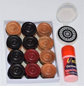 BR DAIMOND Wooden carrom coins set with striker and powder Carrom Pawns ...