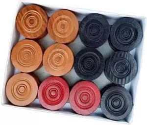 UTE SPORTS 24 Carrom Coins with 1 Striker and Carrom Powder (Pack of 24 ...