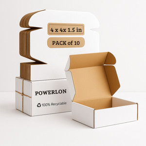 POWERLON Corrugated Cardboard WHITE Flap Box(4x4x1.5 inch)for Jewelry ...