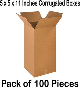 MAGICMOON Corrugated Cardboard 3 Ply 5x5x11 Inches Boxes For Shipping ...