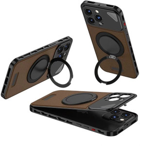 MILLION CASES Back Cover for iPhone 15 Pro Max Resolute Leather Ring ...