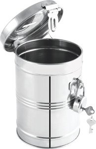 gbsmart Stainless Steel Round Shape Gullak Bank with Lock Cash Box ...