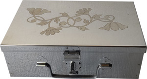 GINOSET SS Storage Boxes Pooja Cash Safe Locker Box-9 inch Box. With ...