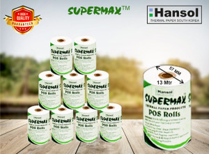 Supermax Thermal Paper/ POS Machine Rolls 2 Inch- 55mm X 15 Mt 55 GSM ...