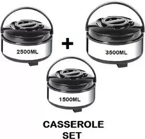 Tophill Roti Box | Hot Pot| Black Serve Casserole Set Pack of 3 ...