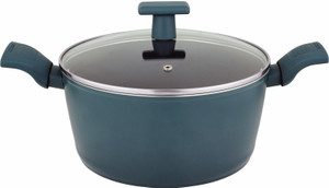 UCOOK FORGED NS CASSEROLE+GLASS LID IC-TEAL BLUE SOFT TOUCH HANDLES 4 ...