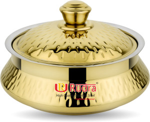 Rudra SS Safari Hammered Gold Double Walled Stainless Steel Casserole ...