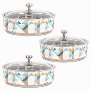 KUBER INDUSTRIES Pack of 3 Steel 1.5L Insulated Roti Box With ...